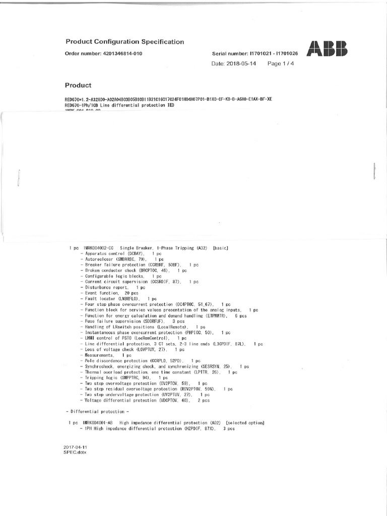 495 @RED670-Specification | PDF