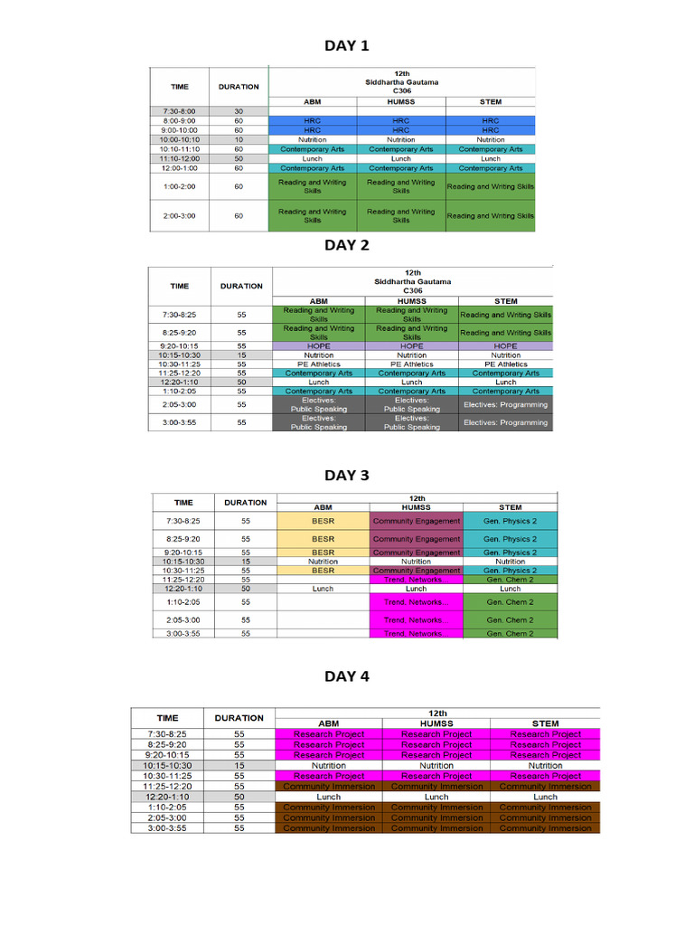 2nd Semester Schedule | PDF