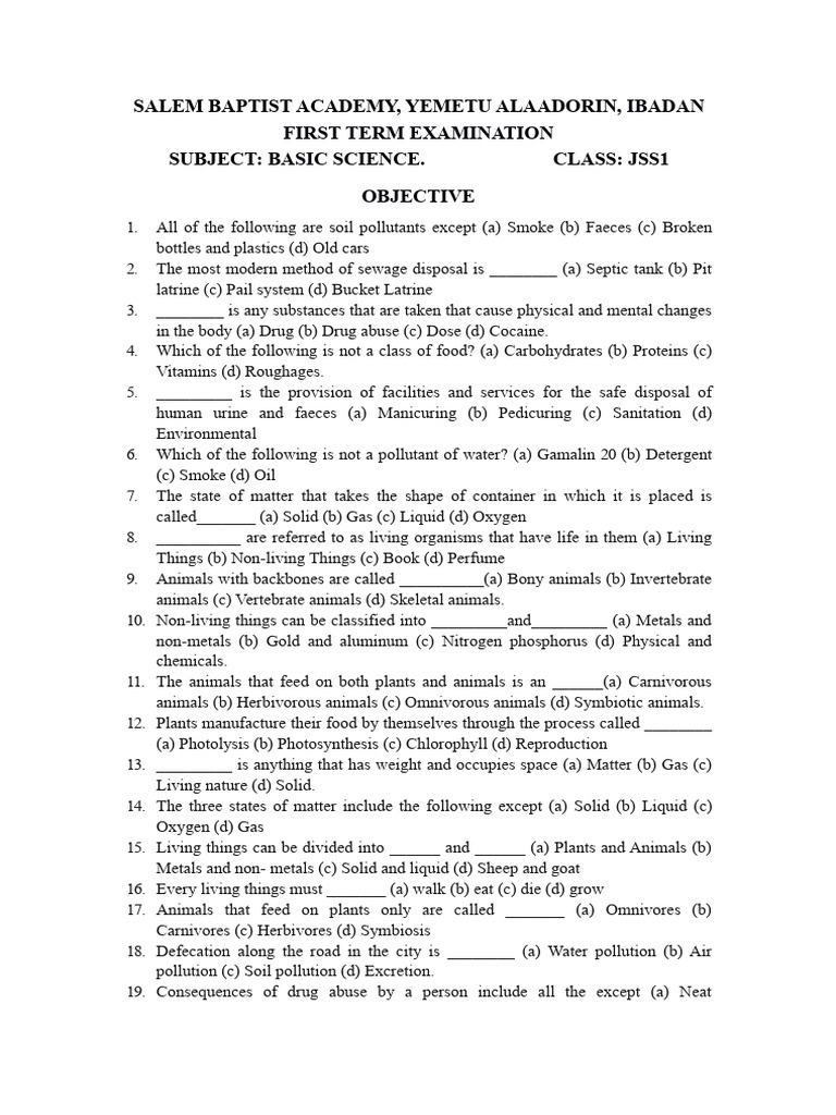 Jss1 basic science | PDF | Foods | Plants