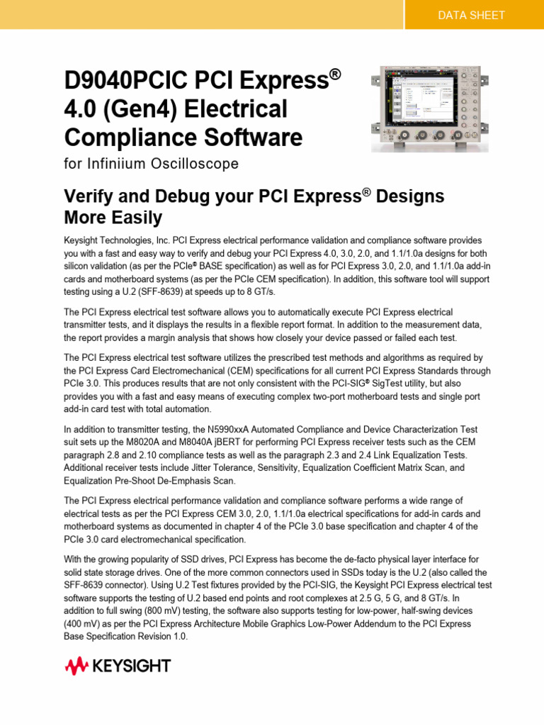 D9040PCIC PCI Express 4.0 (Gen4) Electrical Compliance Software | PDF ...
