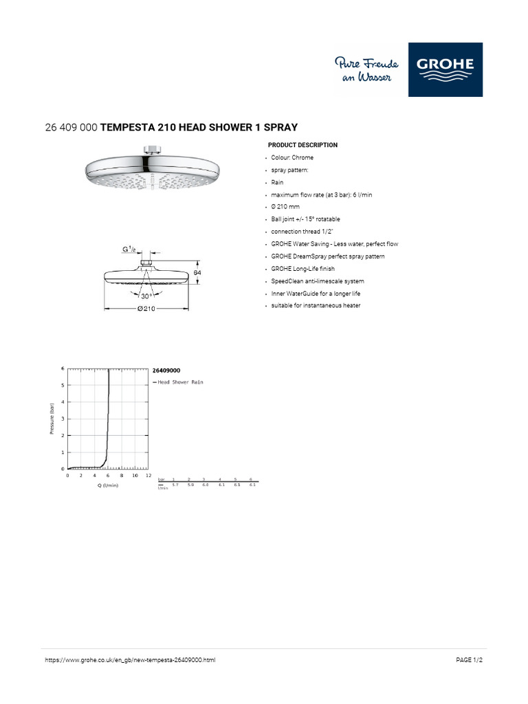 GROHE Specification Sheet 26409000 | PDF