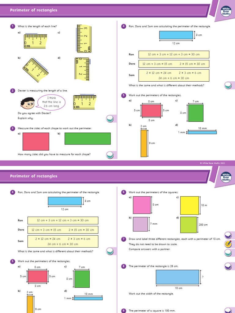 Y5 Spring Block 4 D1 Perimeter of Rectangles 2022 | PDF | Length ...