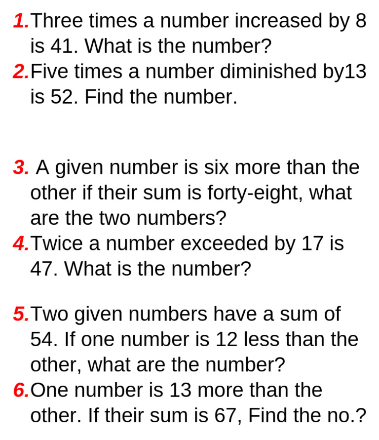 Solving Number Word Problems | PDF