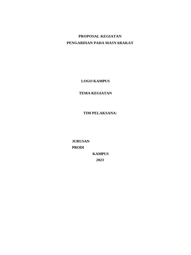 Contoh Proposal Pengabdian Kepada Masyarakat | PDF