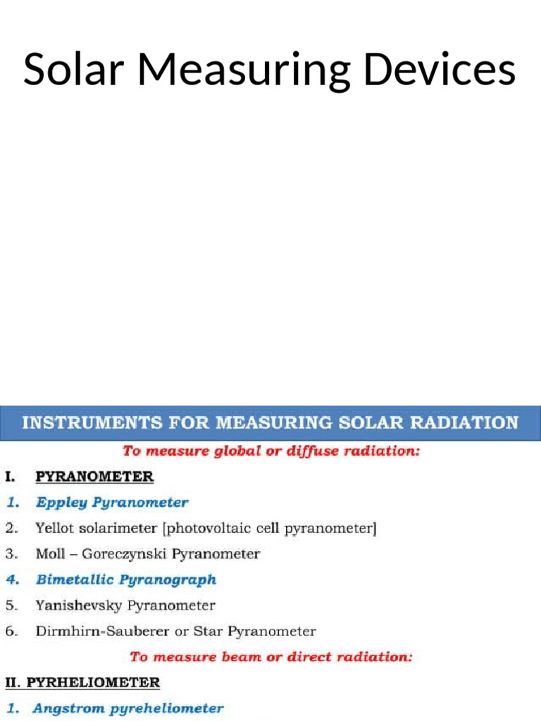 Solar Radiation Measuring Devices | PDF