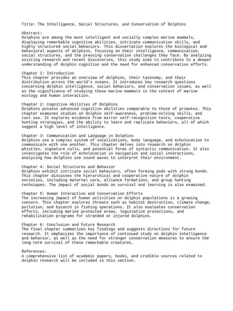 Dolphins and Their Dissertation | PDF | Dolphin | Intelligence