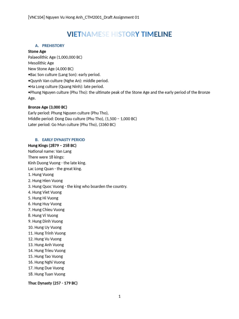 Vietnamese History Timeline | PDF | South Vietnam | Vietnam