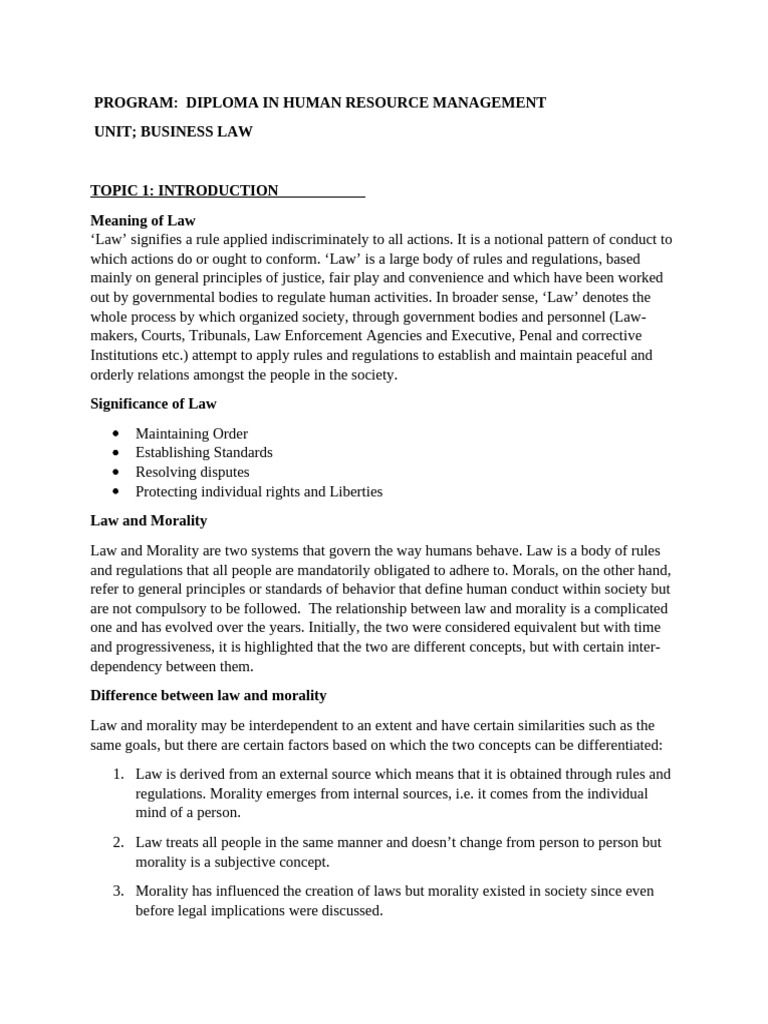 Embu University, Revised, Business Law, Human Resource Mgt. | PDF ...