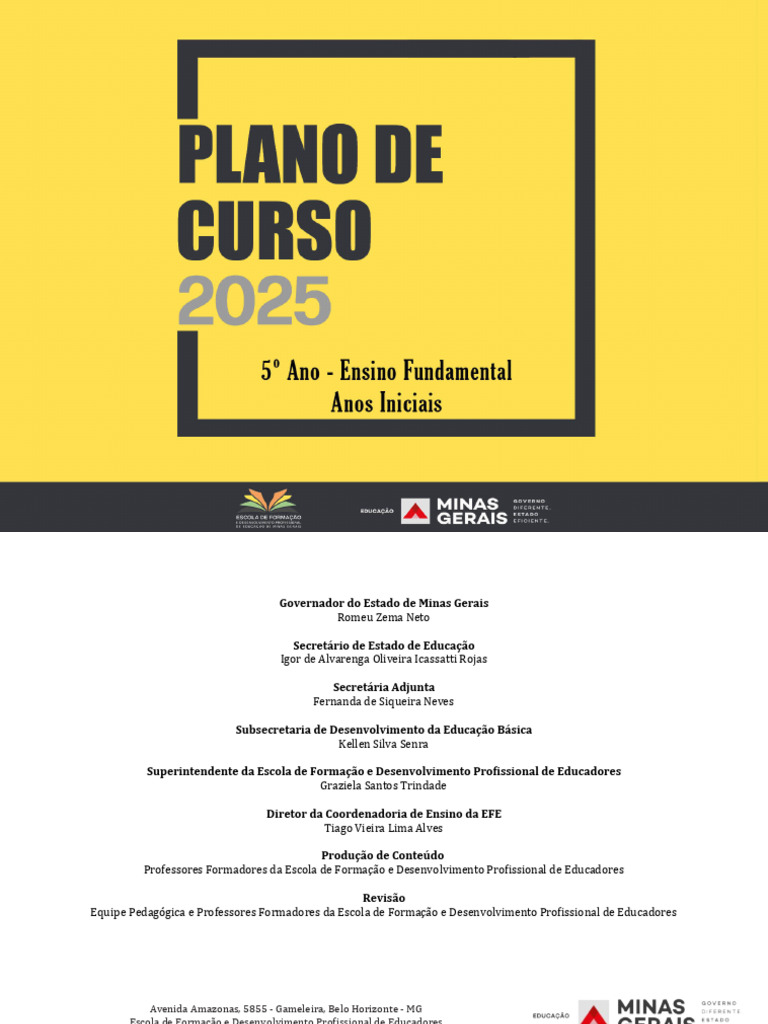 5 Ano Ef Plano de Curso 2025 Anos Iniciais | PDF | Pedagogia | Comunicação
