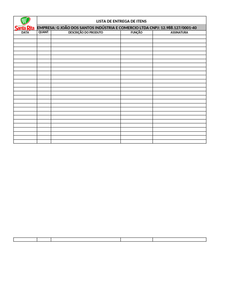 Lista de Entrega de Itens | PDF
