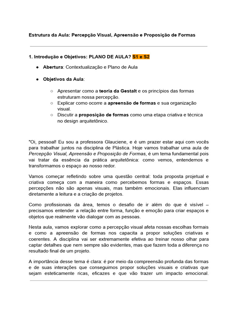 Estrutura SLIDES - Plástica | PDF | Experiência | Simetria