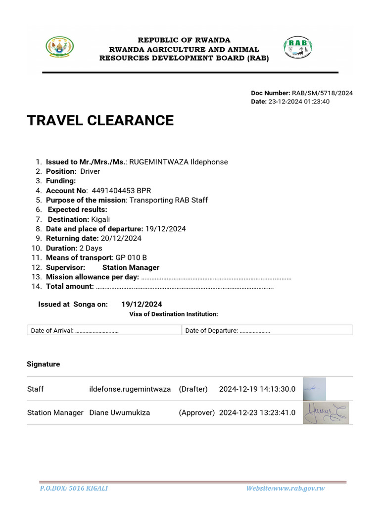Travel Clearance | PDF