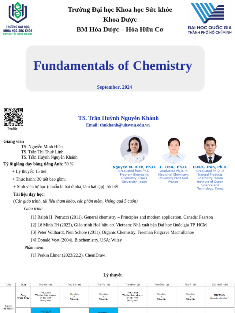 Fundamentals of Chemistry (YHCT2024) | PDF