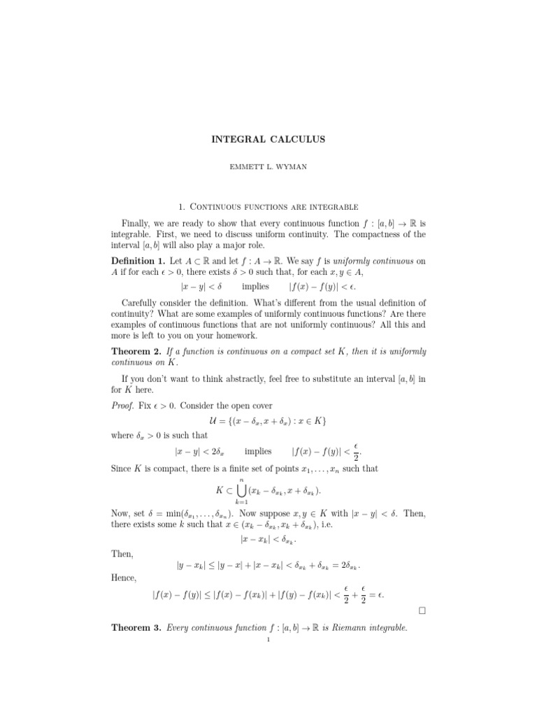 Integral Calculus Pdf Exponential Function Theorem