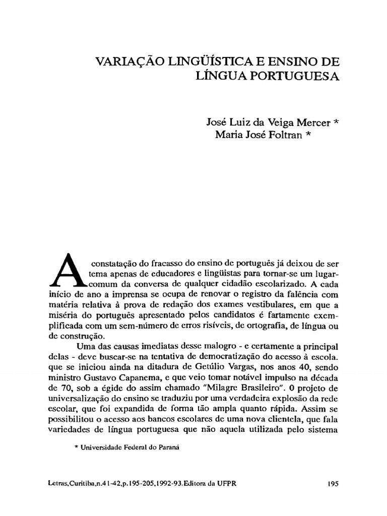 Variacao Linguistica e Ensino de Lingua | PDF | Gramática | Linguística