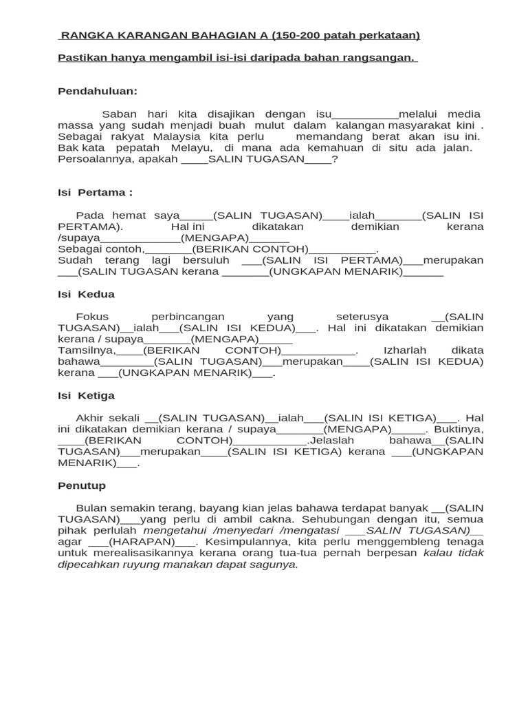 KARANGAN BAHAGIAN A pasang siap | PDF