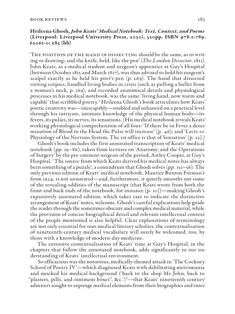 Hrileena_Ghosh_John_Keats_Medical_Notebo | PDF | Frankenstein | John Keats