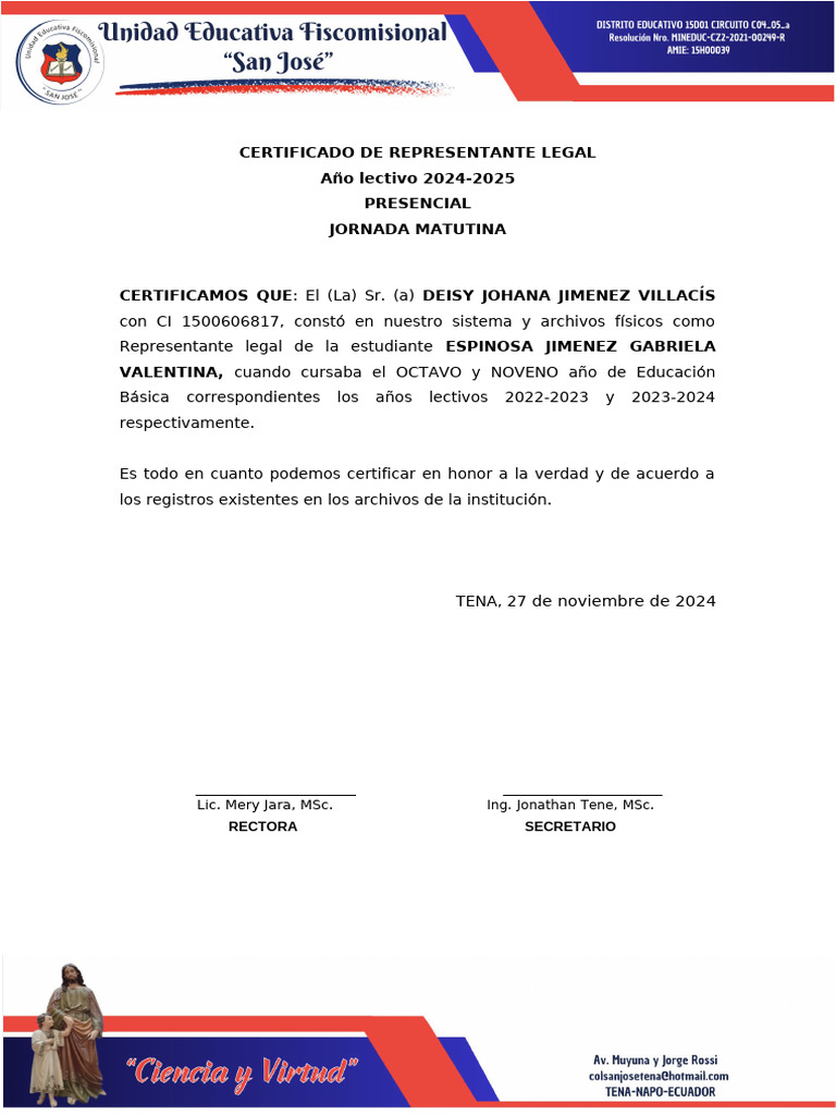 Certificado de Representante Legal | PDF