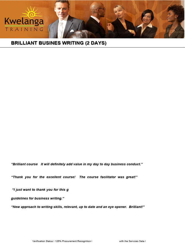 Brilliant Business Writing Skills Overview 2 Days | PDF | Communication ...