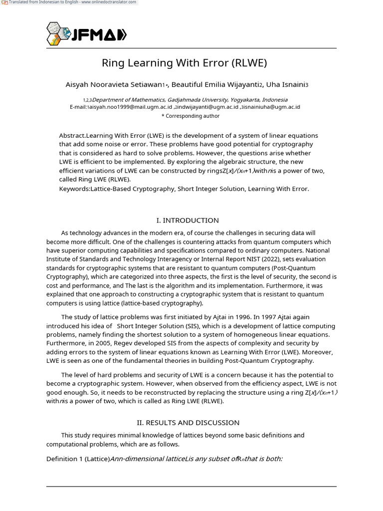 Templete Paper JMFA - Id.en | PDF | Cryptography | Applied Mathematics