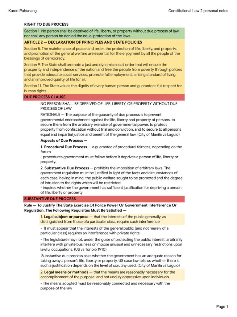 Constitutional Law 2 - Kai Pahunang | PDF | Equal Protection Clause | Rational Basis Review