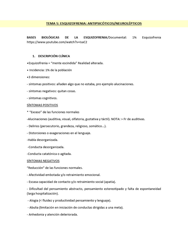 TEMA 5 Completo | PDF | Esquizofrenia | Antipsicótico