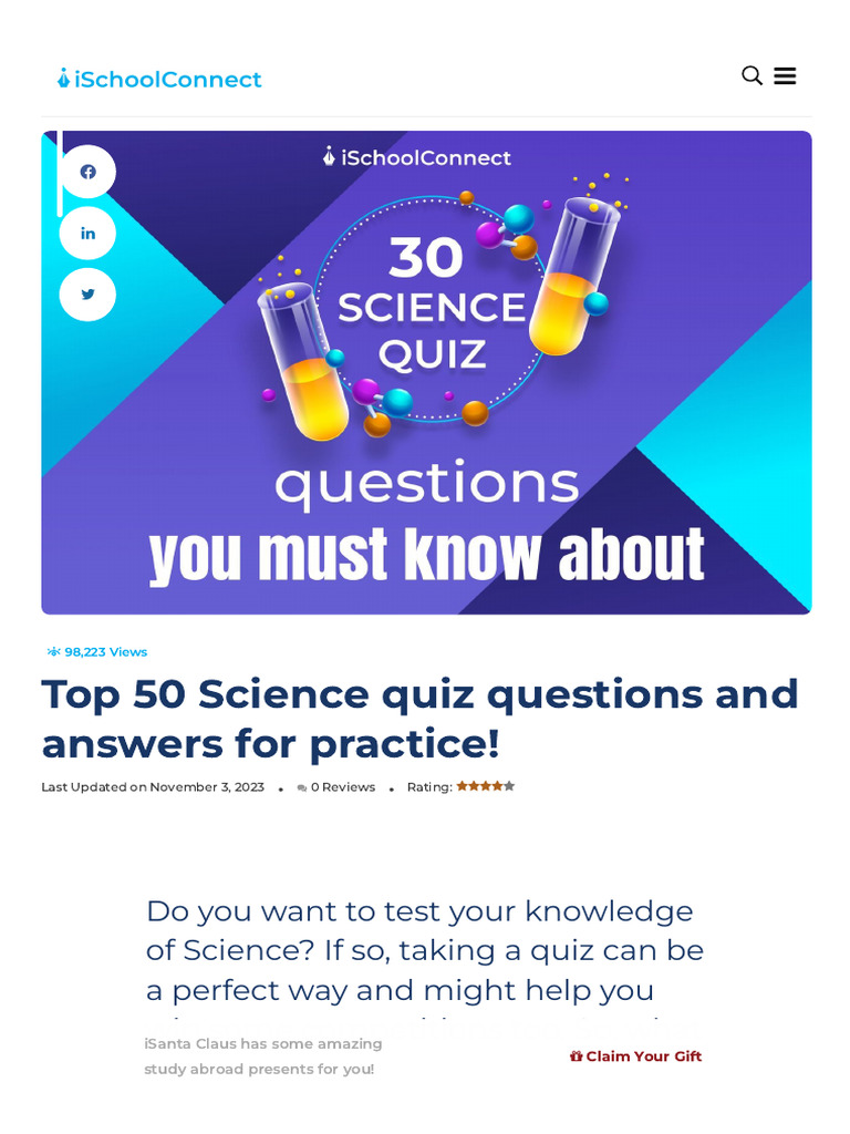 Top 50 Science Quiz Questions | PDF | Science | Planets