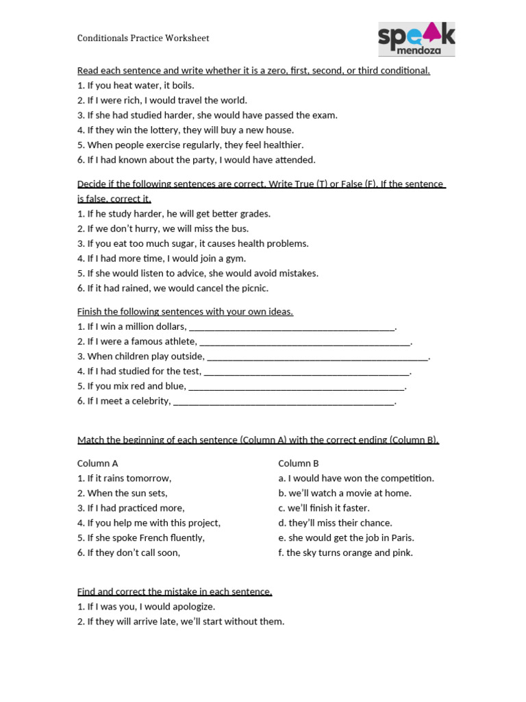 Conditionals_Practice_Worksheet | PDF