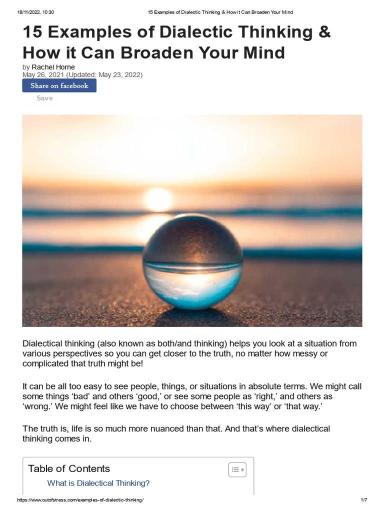 15 Examples of Dialectic Thinking & How It Can Broaden Your Mind | PDF ...