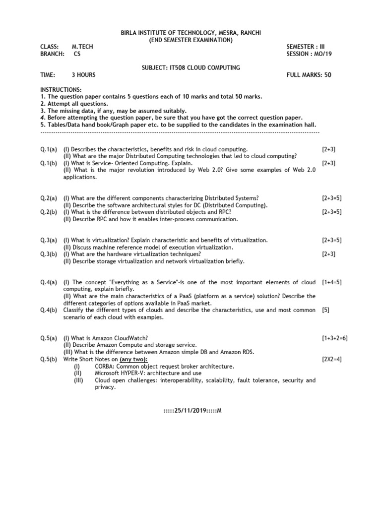 It508 Cloud Computing (End - Mo19) | PDF | Computing | Cloud Computing