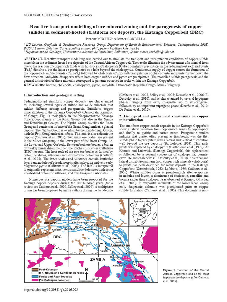 Muchez and Corbella (2016) Reactive Transport Modelling of Ore Mineral ...