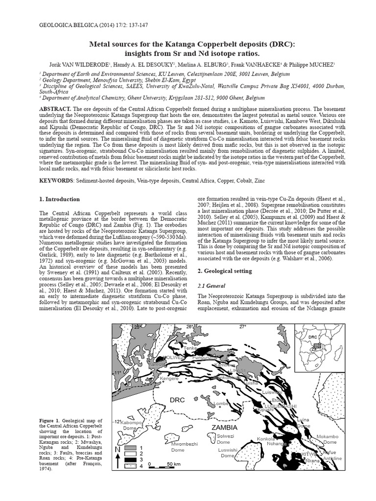 Van Wilderode Et Al (2014) Metal Sources For The Katanga Copperbelt ...