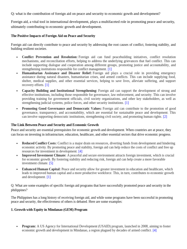 Foreign Aid's Role in Peace and Growth | PDF | Aids | Peace
