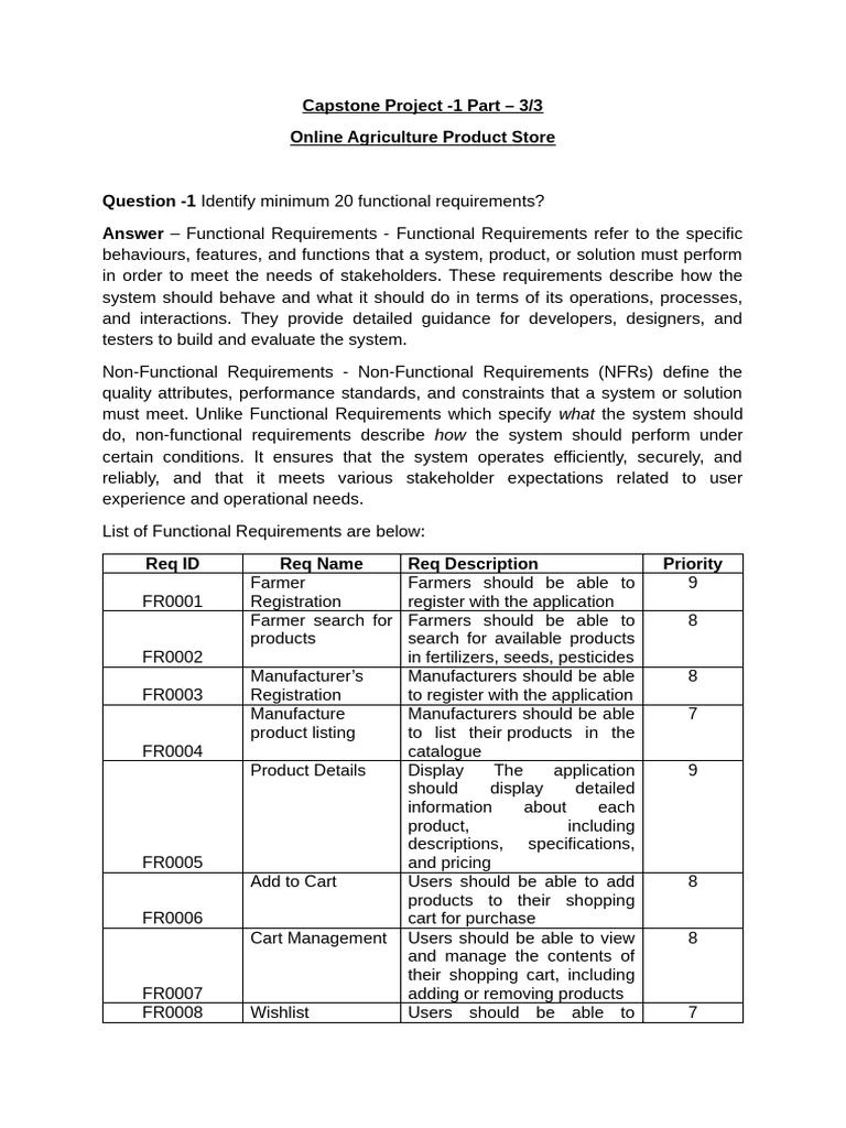 Functional Requirements for Agri Store | PDF | Software Testing ...