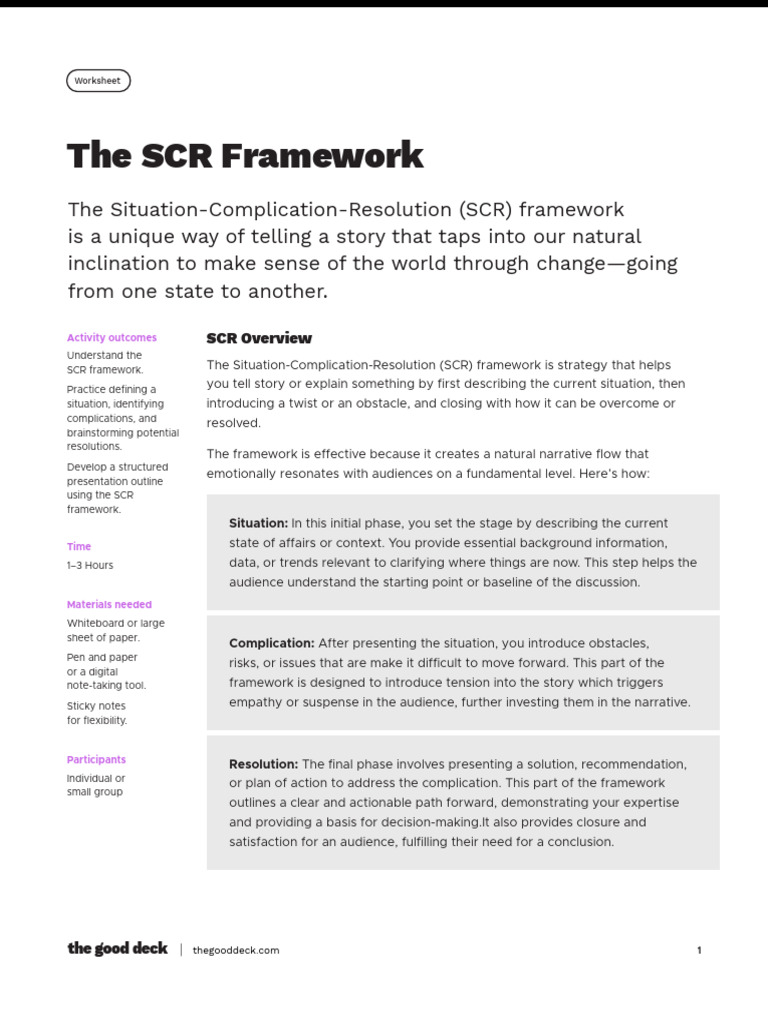 WORKSHEET_SCR-Situation-Complication-Resolution_v1 | PDF ...