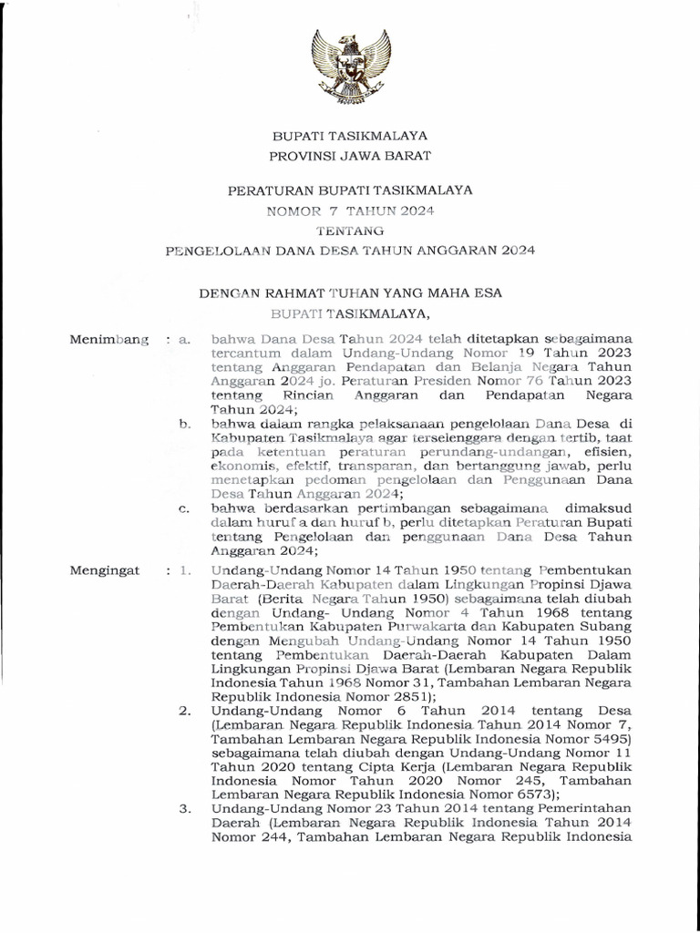Perbup Nomor 7 Tahun 2024 | PDF
