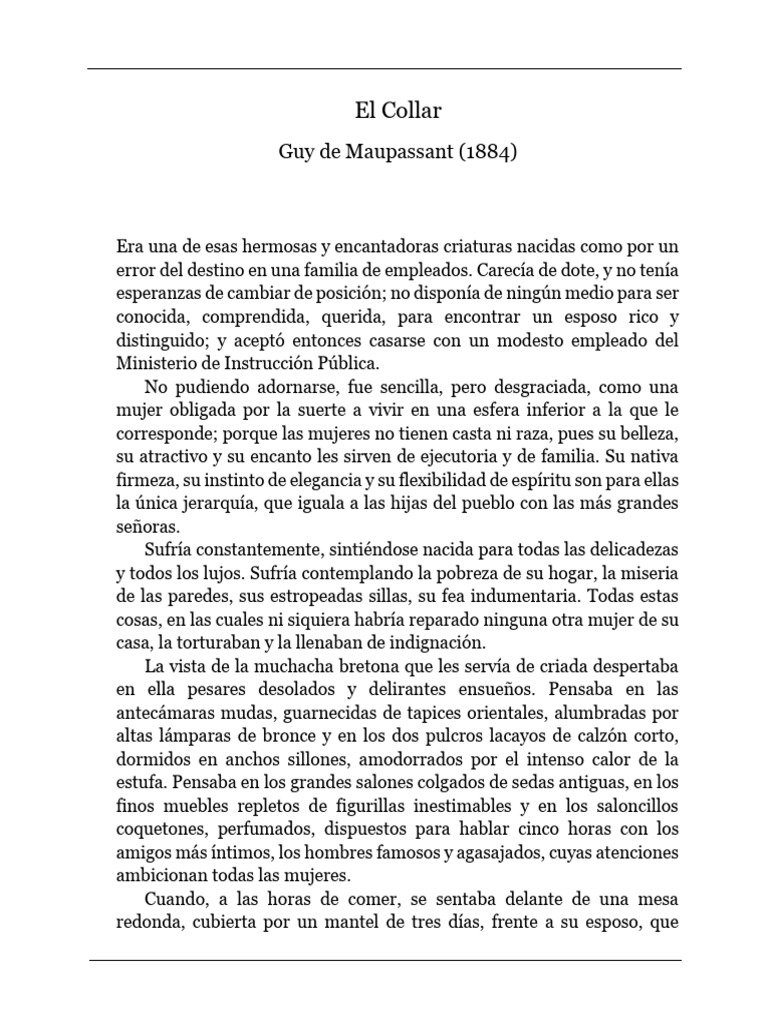 "El Collar: La Tragedia de Matilde Loisel" | PDF