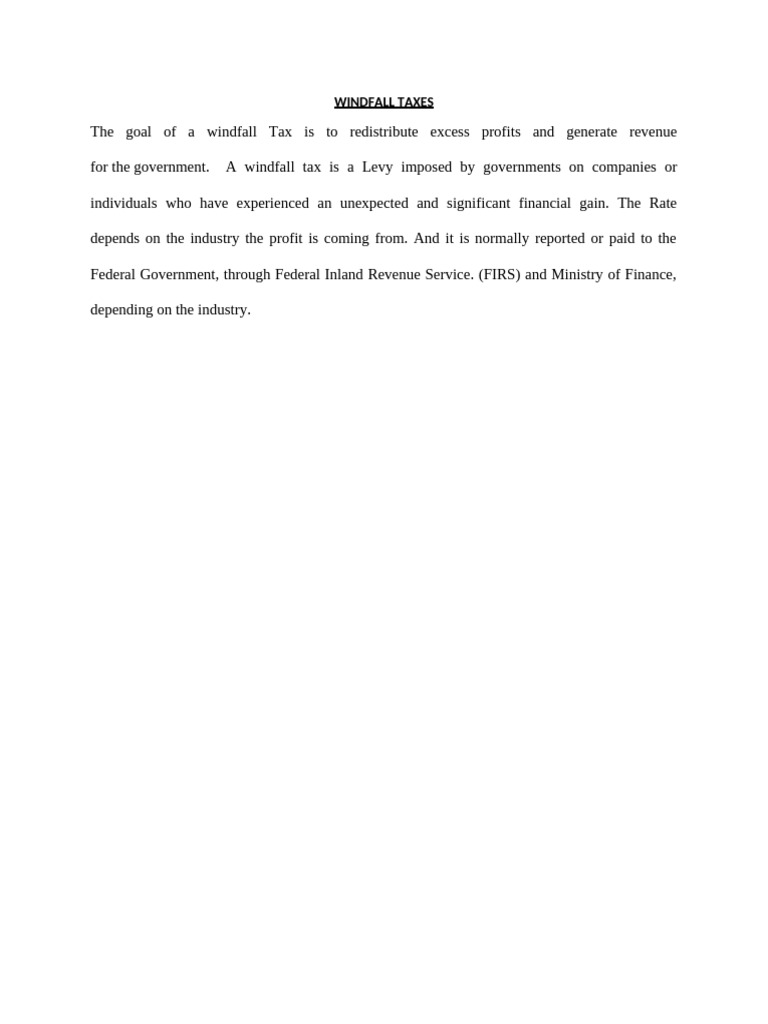 Windfall Taxes | PDF
