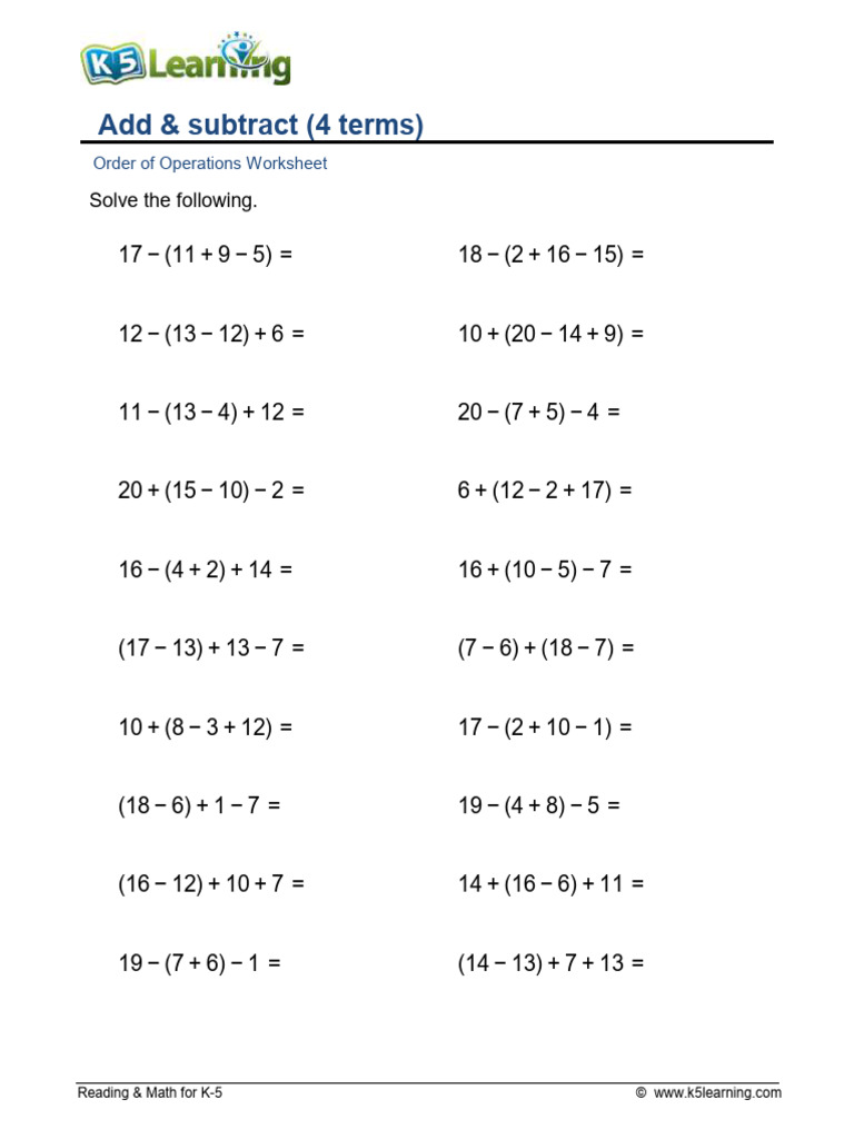 Add Subtract 3 4 Terms C | PDF