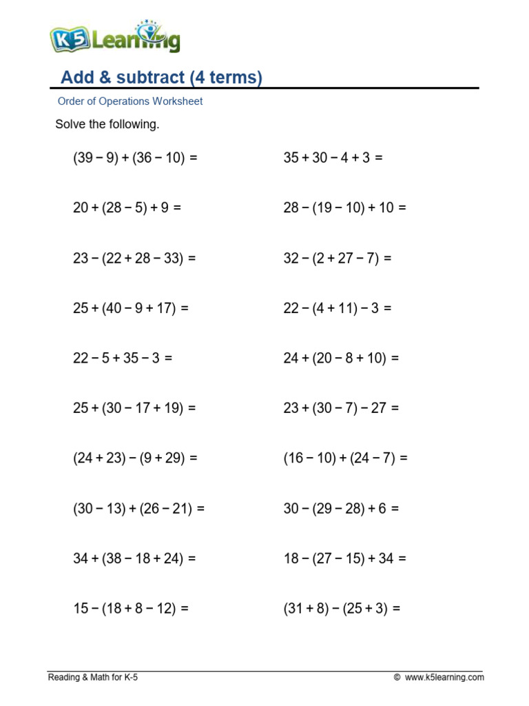 Add Subtract 3 4 Terms e | PDF