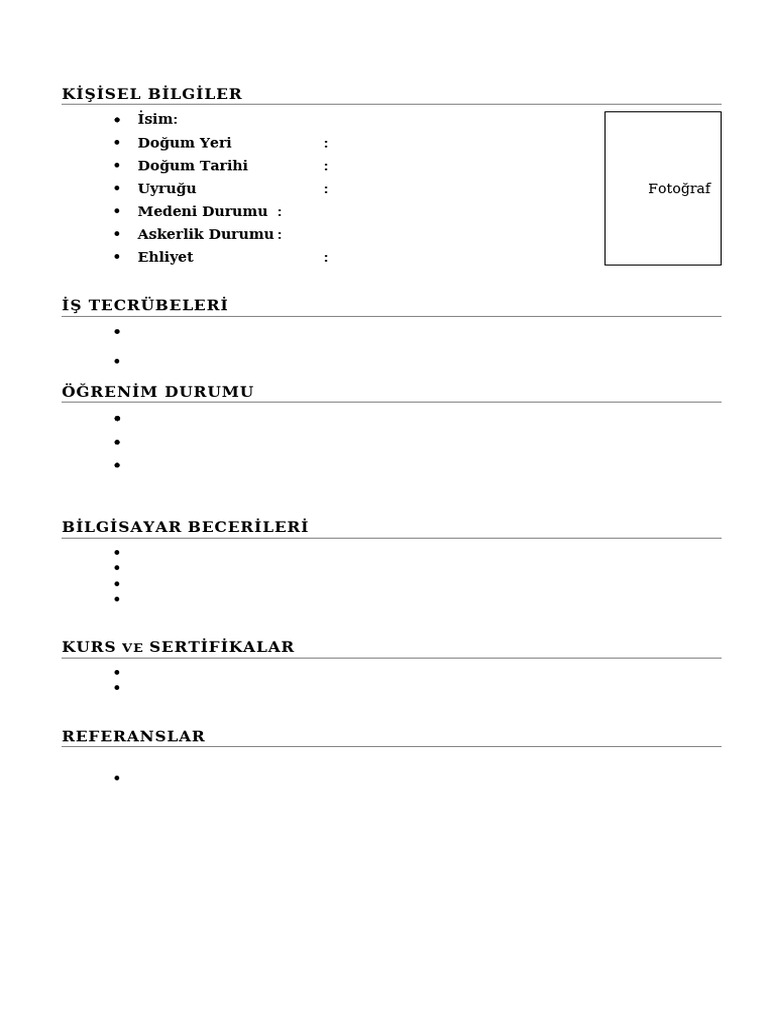 Fotografli CV Ornegi | PDF