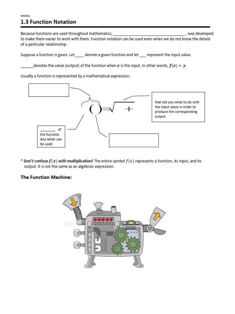 1.3 Function Notation | PDF