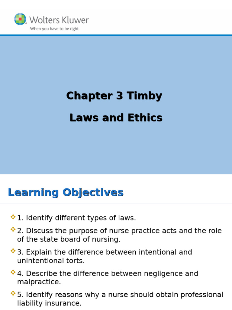 Ch 3 Laws and Ethics in Nursing, Student | PDF | Tort | Defamation