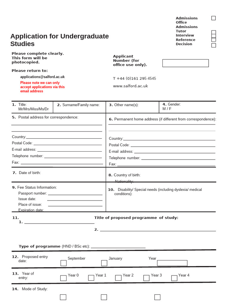 Undergraduate Application Form Guide | PDF | Academic Degree