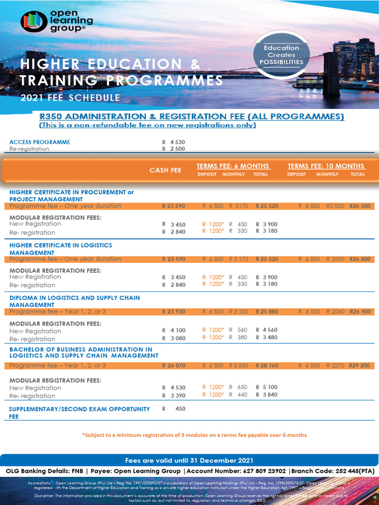 OLG HET Fees - With Terms 2021.asd | PDF | Educational Stages | Qualifications