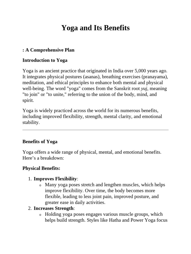 Yoga and Its Benefits | PDF | Asana | Yoga