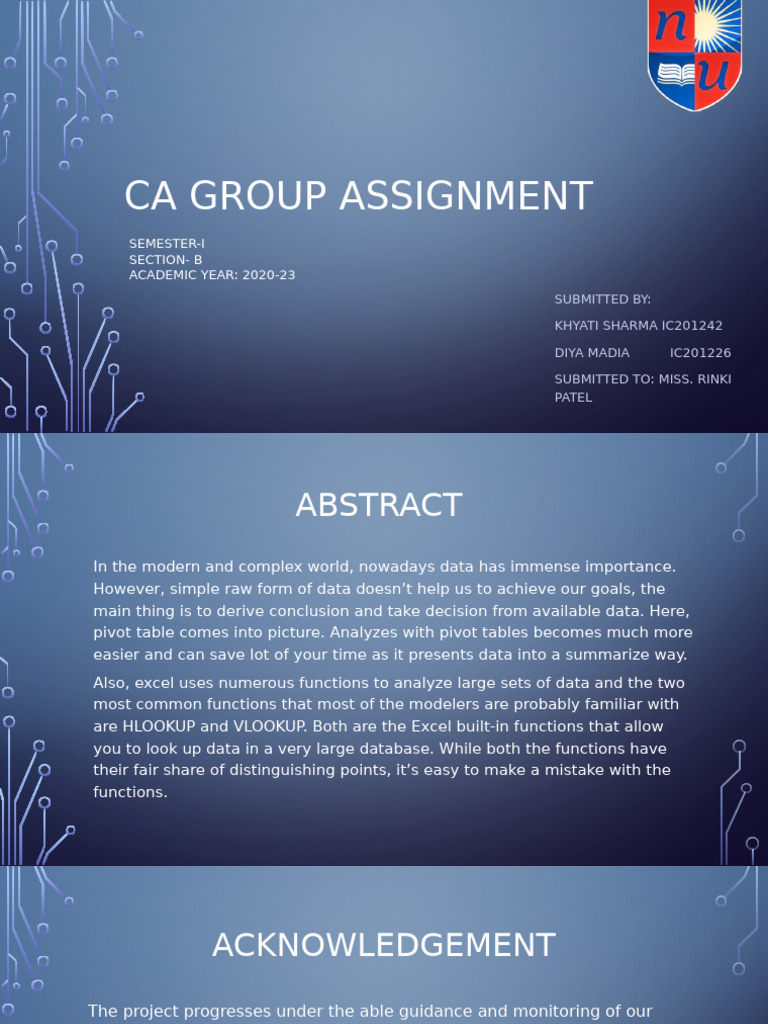 CA GROUP ASSIGNMENT | PDF | Table (Database) | Microsoft Excel