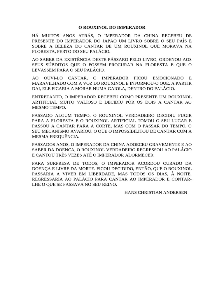 O ROUXINOL DO IMPERADOR | PDF