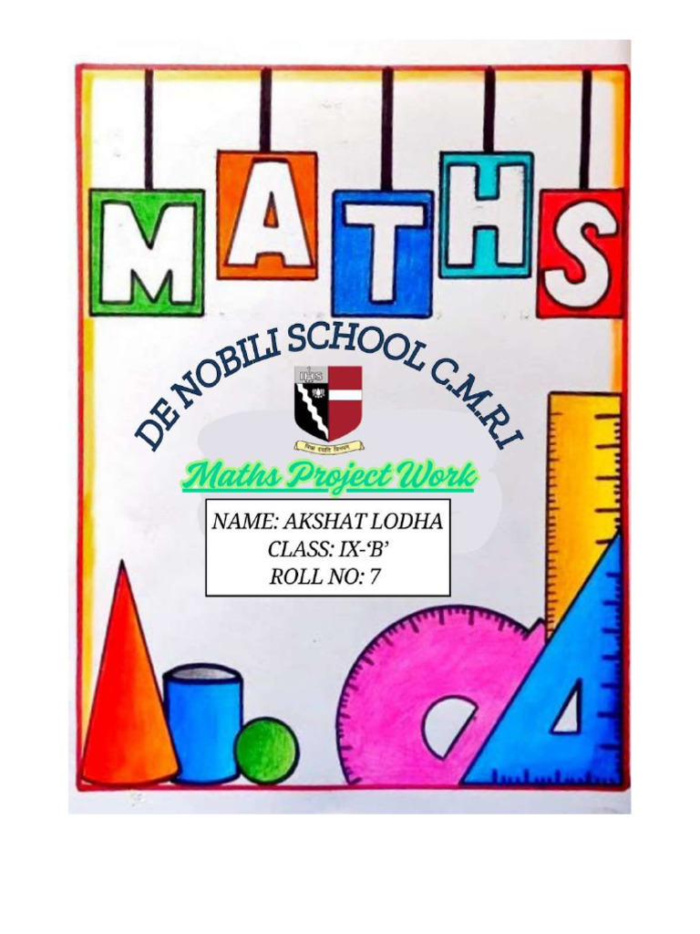 Maths Project Front Cover Print Ready | PDF