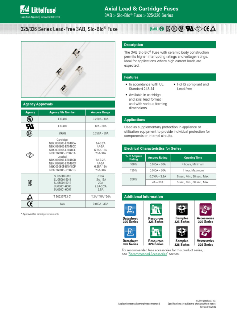 DATASHEET_LITTELFUSE_0325030.MXP | PDF | Fuse (Electrical) | Mechanical Engineering